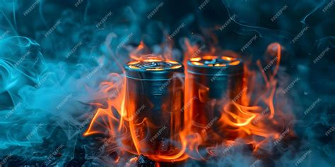 Premium Photo Photo Showing Dangers Of Overheating Lithiumion Batteries With Flames And Smoke