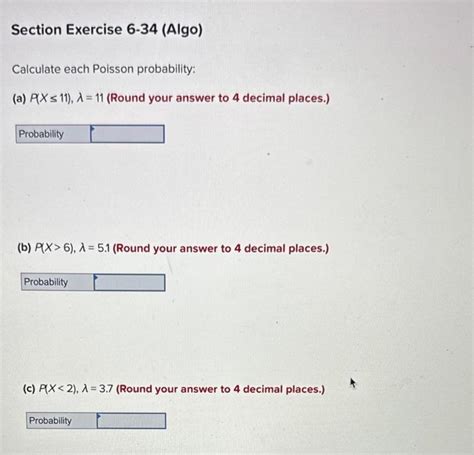 Solved Calculate each Poisson probability a P X λ Chegg