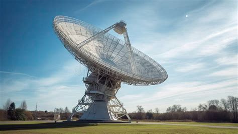 A Radio Telescope Pointing To The Blue Sky Stock Illustration