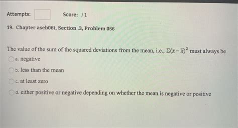 Solved Attempts Score 1 19 Chapter Aseb06t Section 3