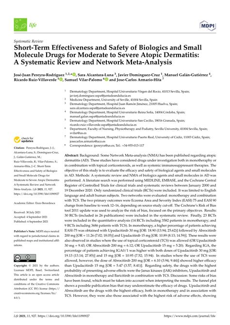 Pdf Short Term Effectiveness And Safety Of Biologics And Small