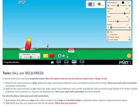 SOLVED Tasks ALL Are REQUIRED In This Lab Activity You Will Study Projectile Motion Play