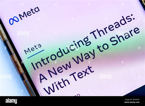 London. UK-07.07.2023. The Meta internet pages introducing their new social media app Threads ...