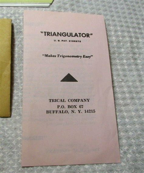 Vintage Triangulator Trigonometry Simplifier By Trical Company Unused
