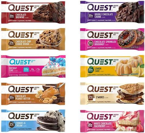 Quest Nutrition Protein Bars Assorted 10 Flavor Variety Pack High Protein Low Carb Gluten