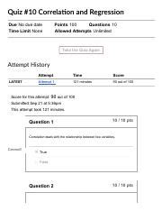 Quiz Correlation And Regression TROYONLINE Basic Statistics PSY XTIA T Davis Pdf