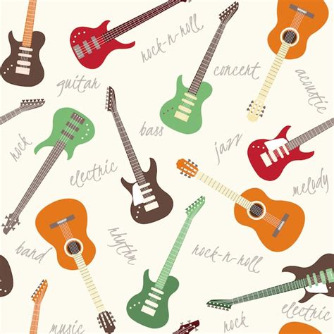 Premium Vector Seamless Pattern With Guitars