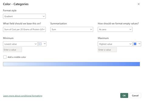how to conditionally format a gradient colour scheme in power bi the