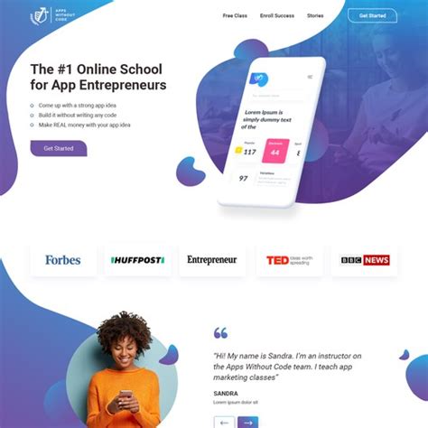 Designs No Code App School Website Project WordPress Theme Design Contest