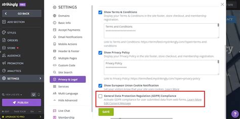 how to add i agree checkbox on web forms with strikingly termsfeed