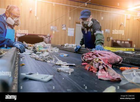 Conveyor For Sorting Garbage Waste By People Garbage Processing Stock Photo Alamy