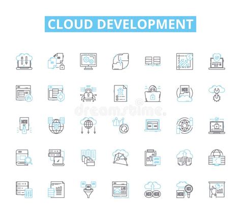 Cloud Development Linear Icons Set Scalability Virtualization Automation Containerization