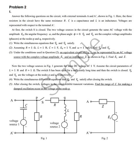 Solved Problem 2 I Answer The Following Questions On The Circuit With External Terminals A