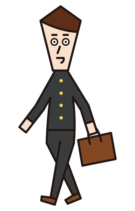 남자 고등학생과 남자 중학생이 걷는 모습의 그림 무료 일러스트 소재집 Kukukeke