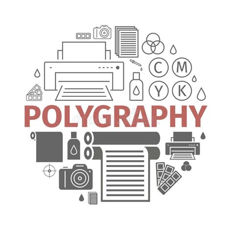 Polygraphy Line Icon Set Printing Symbols Collection Vector Sketches