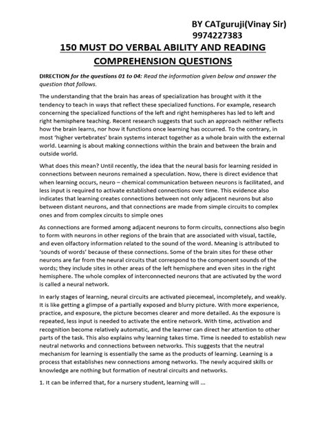 150 Must Do Questions In Varc For Cat Pdf Inventory Brain