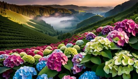 Hydrangea Field Premium Ai Generated Image