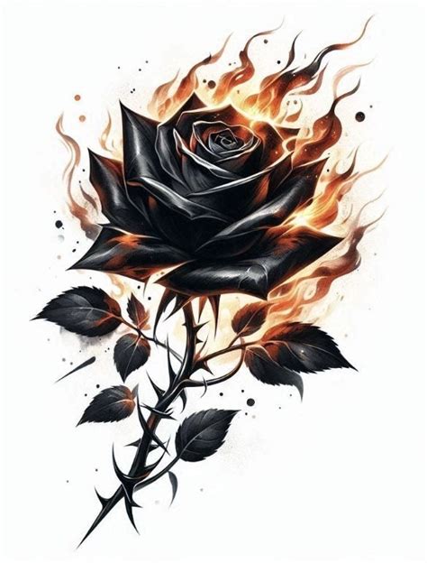 Black Rose Tattoo With Flames Fire Roses Tattoo Burning Rose Tattoo