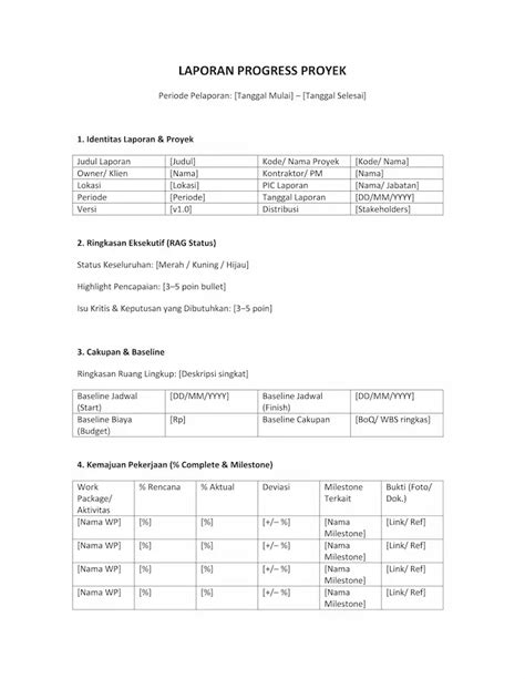 Laporan Progress Proyek Contoh Beserta Template Gratis 2026