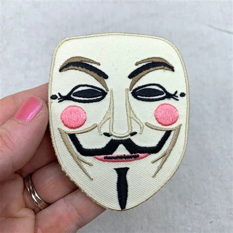 Anonymous Hacker Patch Iron On Embroidered V For Vendetta Guy Etsy