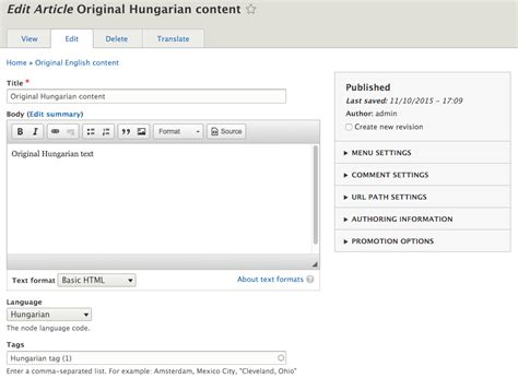 Drupal 8 Multilingual Tidbits 18 Core Content Translation Workflow Gábor Hojtsy On Drupal