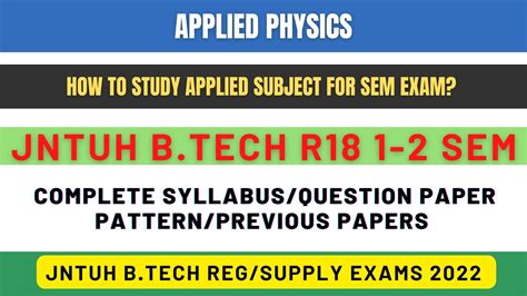 How to study for Applied Physics Exam? || JNTUH B.Tech 1-2 R18 Exams ...