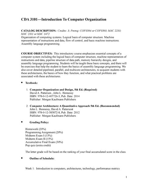 Cda 3101 Introduction To Computer Organi Cda 3101—introduction To