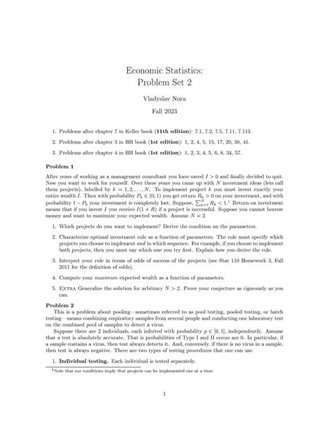 PS Fall Problem Set Economic Statistics Problem Set Vladyslav Nora Fall Problems