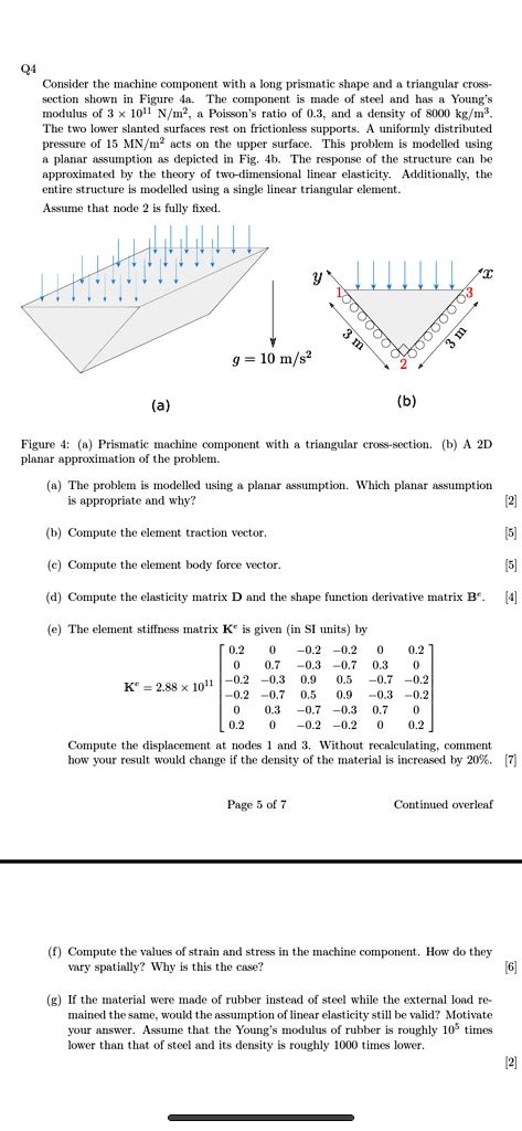 solved q4 consider the machine component with a long prismatic shape and a triangular cross