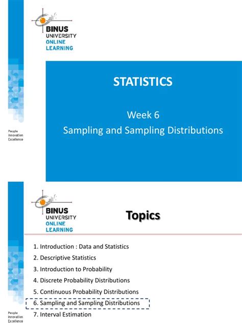 statistics week 6 sampling and sampling distributions pdf standard