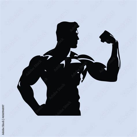Big Muscular Man Body Massive Muscle Flex Silouette Vector Isolated Stock Vector Adobe Stock