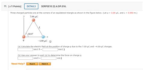 Solved Points SERPSE OP Three Charged Particles Chegg