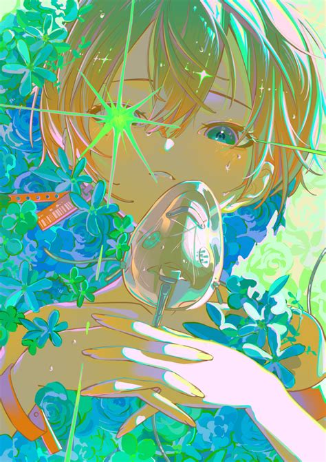 Safebooru 1girl Absurdres Barcode Blue Flower Commentary Earrings