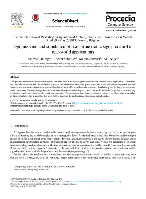 Pdf Optimization And Simulation Of Fixed Time Traffic Signal Control