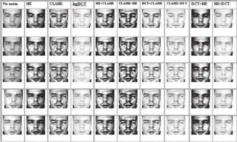 illustrative examples of various illumination normalization techniques