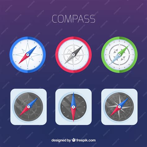 Free Vector Flat Compass Set