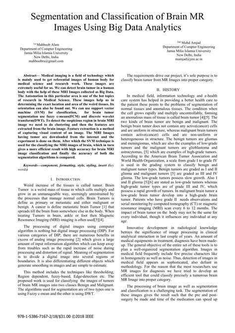 pdf segmentation and classification of brain mr images using big data