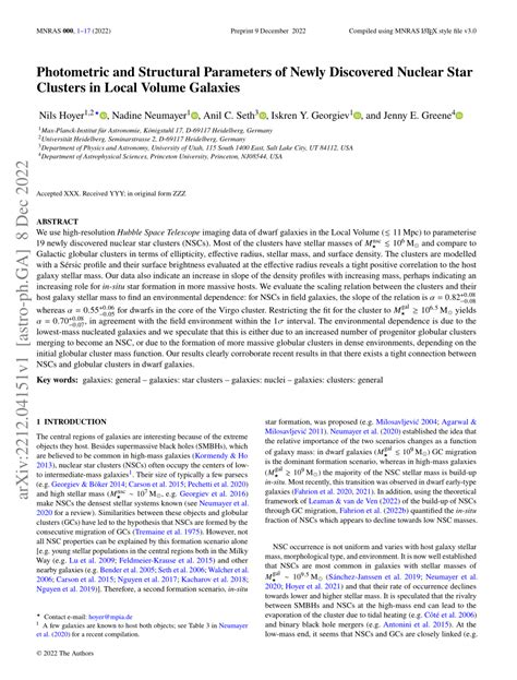 Pdf Photometric And Structural Parameters Of Newly Discovered Nuclear Star Clusters In Local