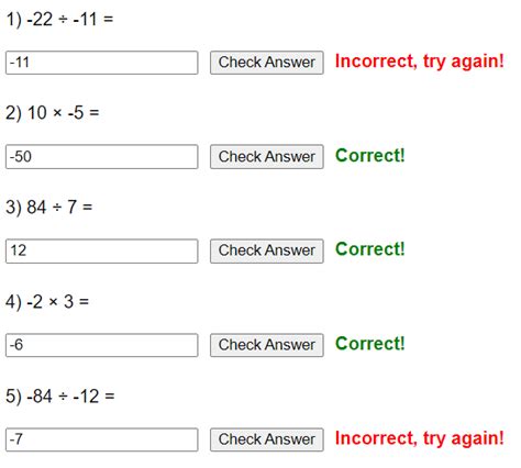 Multiplying And Dividing Negatives