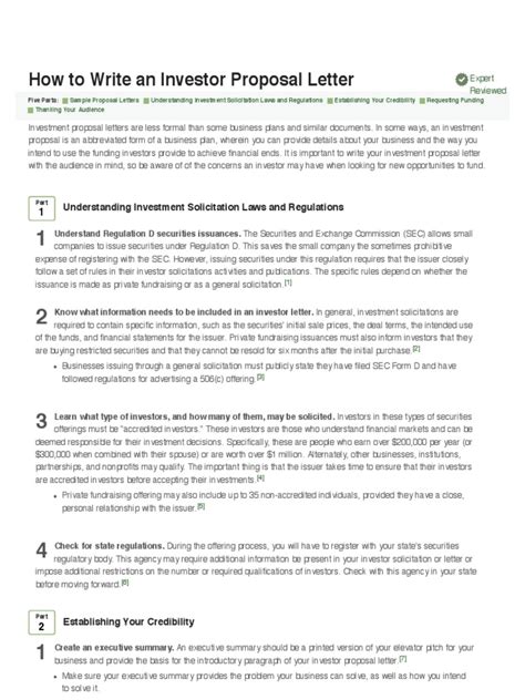 How To Write An Investor Proposal Letter With Sample Letter