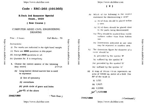 Btech 3 Sem Computer Aided Civil Engineering Drawing 101303 2020 B