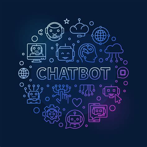 Chatbot Concept Thin Line Circle Shaped Colorful Banner Artificial