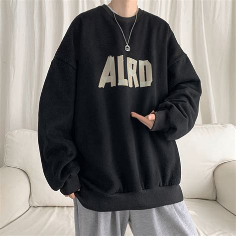 오엠티 레터링 4xl 오버핏 남자 여성 기모맨투맨 빅사이즈 폴리에스테르 무지 겨울 라운드넥 티셔츠