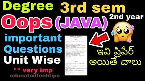 Java Oops Important List Unit Wise Degree 3rd Sem 2nd Year