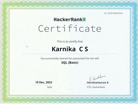 Karnika C S On Linkedin 🎉 Just Aced Sql Basics On Hackerrank By Mastering Fundamental Database