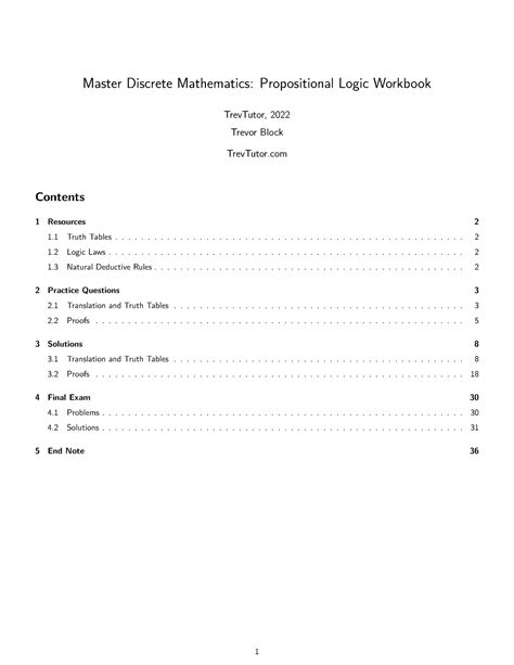 Master Discrete Mathematics Propositional Logic Work Book Master