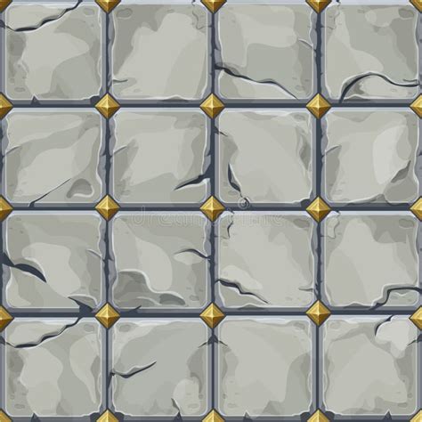 Stone Wall From Bricks Rock Game Background In Cartoon Style