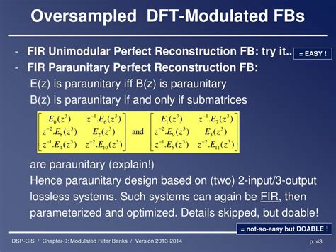 Ppt Dsp Cis Chapter 9 Modulated Filter Banks Powerpoint Presentation