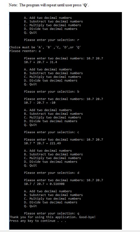 Solved C Functions A Math Handling Program Contains This