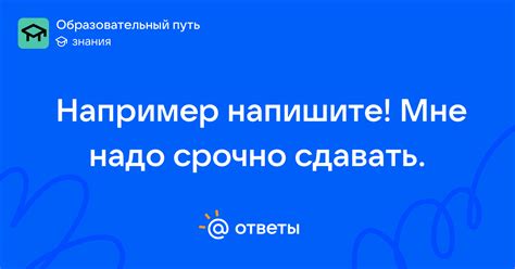 Например напишите Мне надо срочно сдавать Ответы Mail